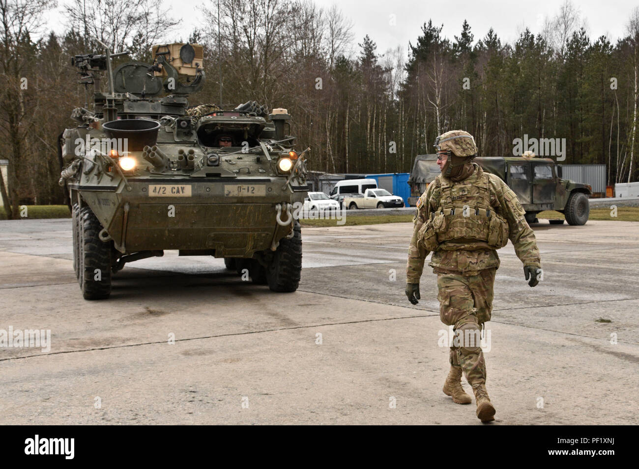 A trooper assigned to Palehorse Troop, 4th Squadron, 2nd Cavalry ...