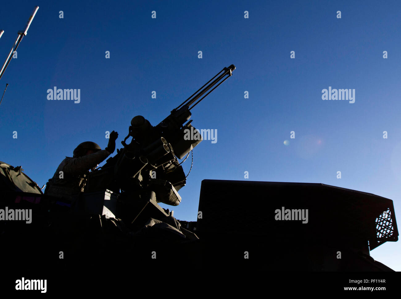 An M2 machine gun Stryker gunner with Bravo Company, 5th Battalion ...