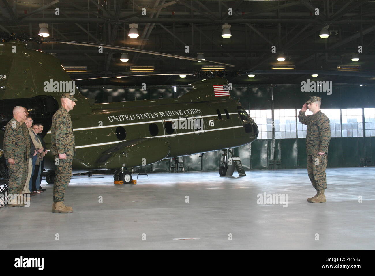 Maj. Michael Shull salutes Lt. Col. William Pacatte, commanding officer ...