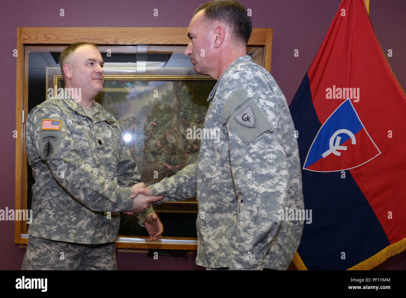 Maj. Gen. David C. Wood, right, 38th Infantry Division commanding ...