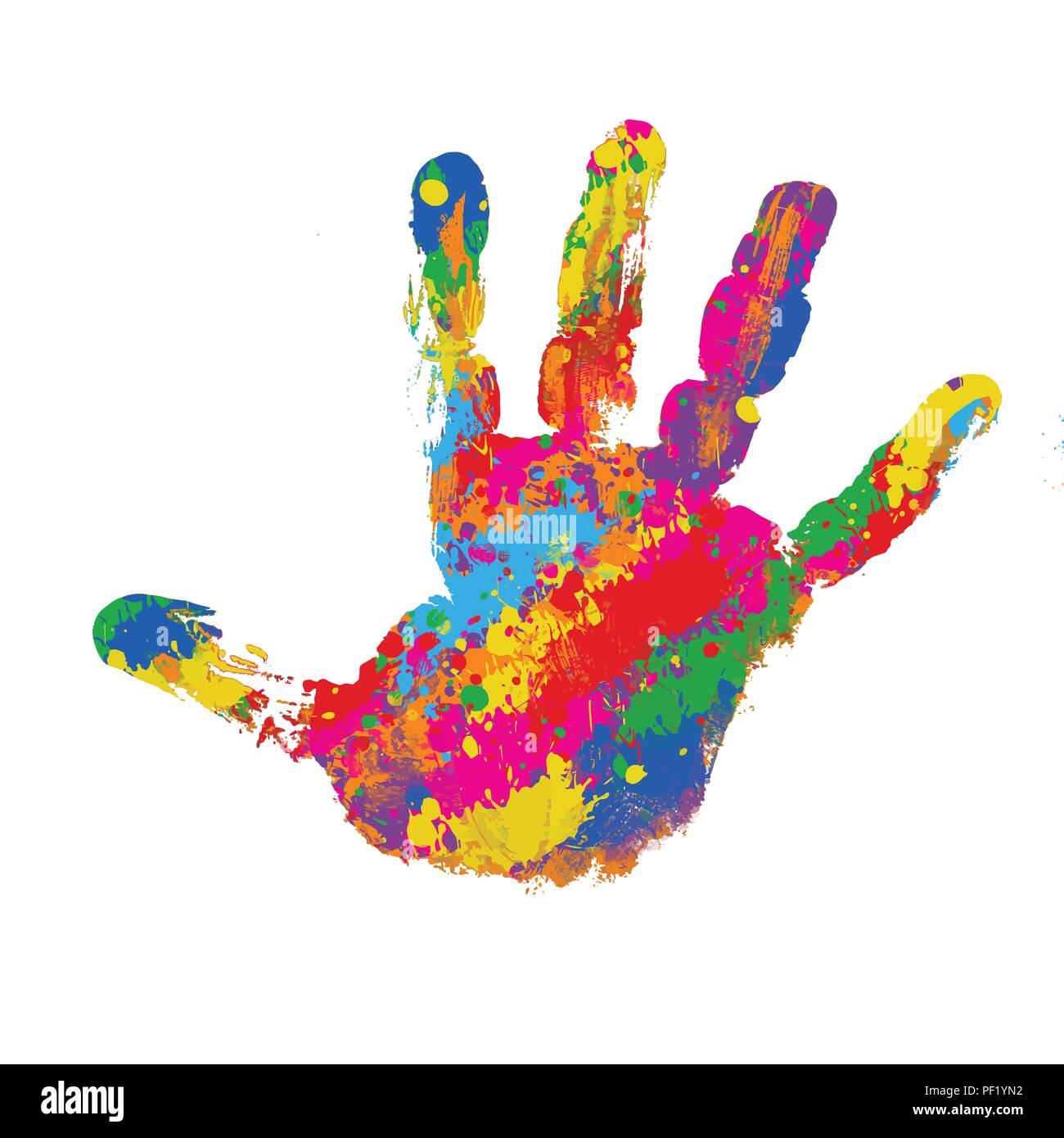 Colorful handprint on white background, vector illustration Stock ...