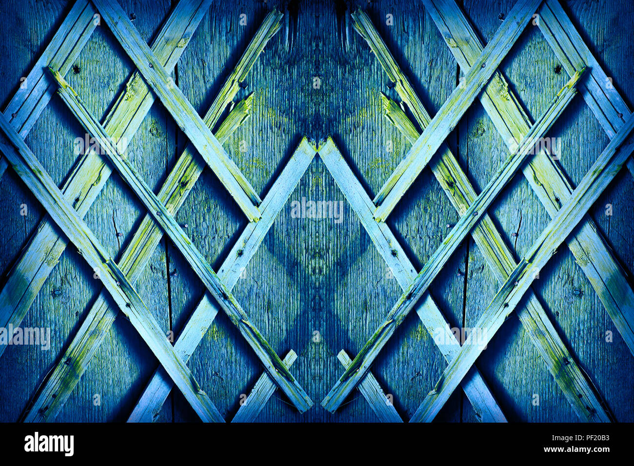 Wooden texture with shingles. Blue and yellow Stock Photo - Alamy