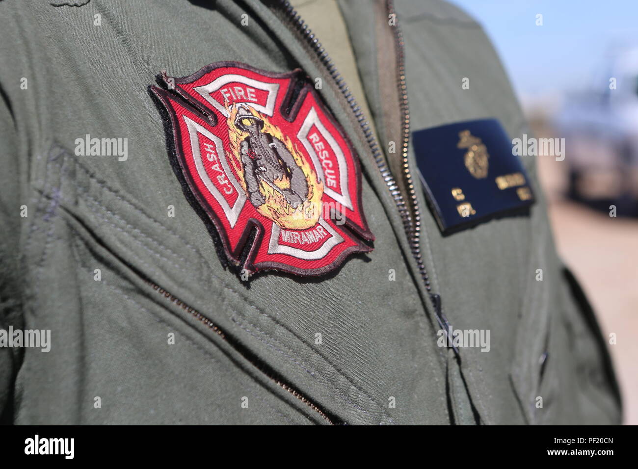 An Aircraft Rescue and Firefighting Marine participates in testing to ...