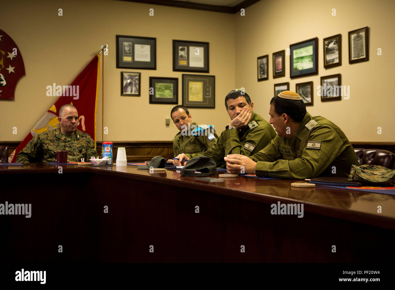 Members of the Israel Defense Forces (IDF) meet with U.S. Marines with ...