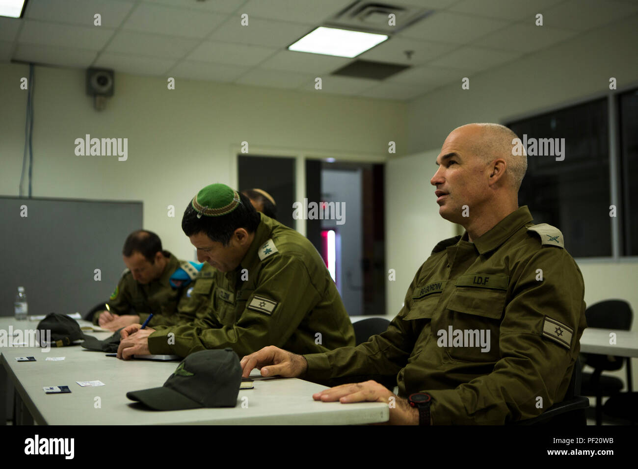 Israel Defense Forces (IDF) Brig. Gen. Ori Gordin, right, commander ...