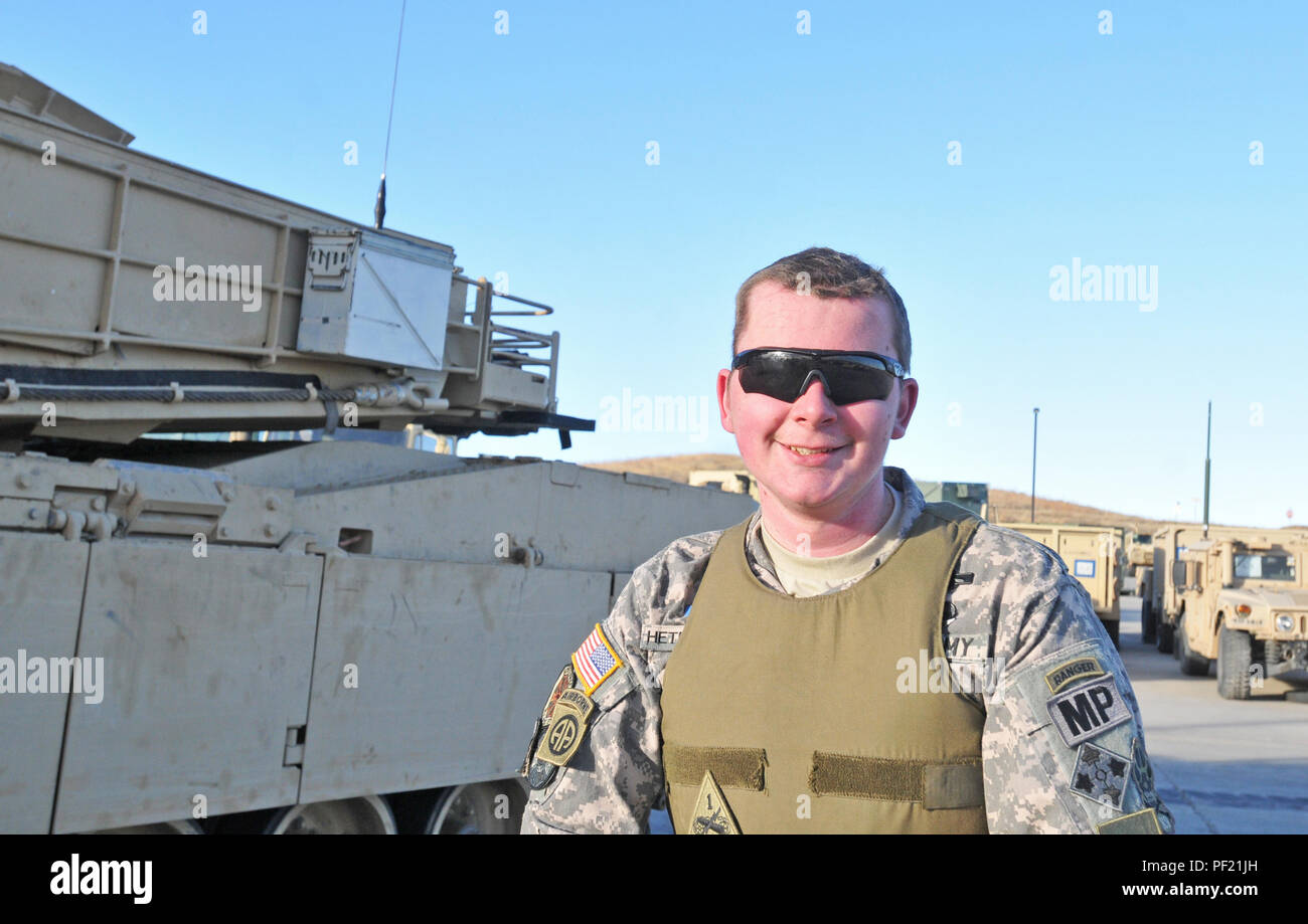 Joshua Hetherington produces a large grin after dismounting an M1 ...