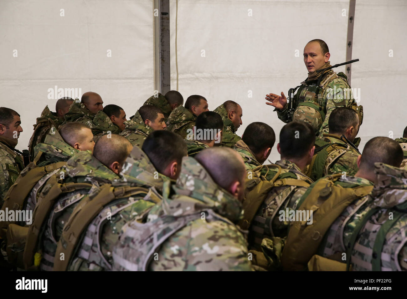 A Georgian soldier of 52nd Light Infantry Battalion, 5th Infantry ...