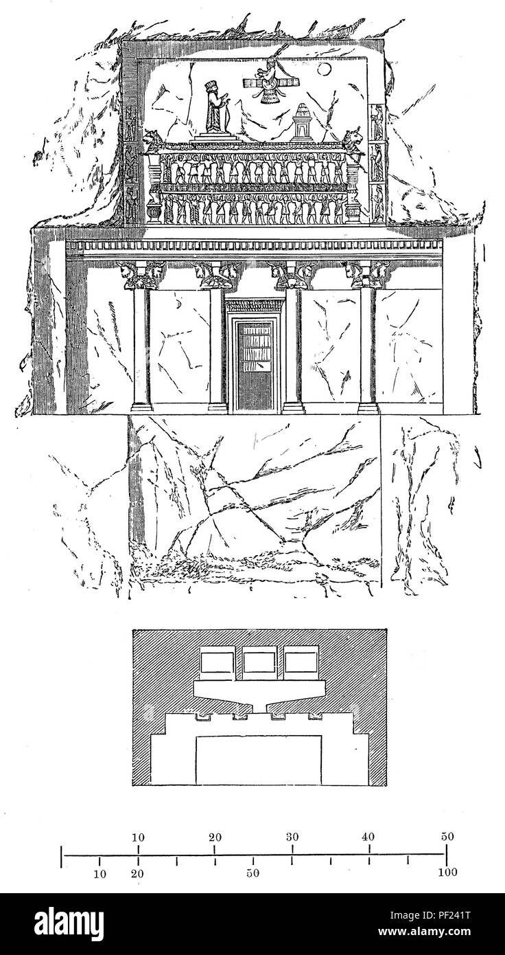 rock facade of tomb of king Xerxes I at the Achaemenid burial site ...