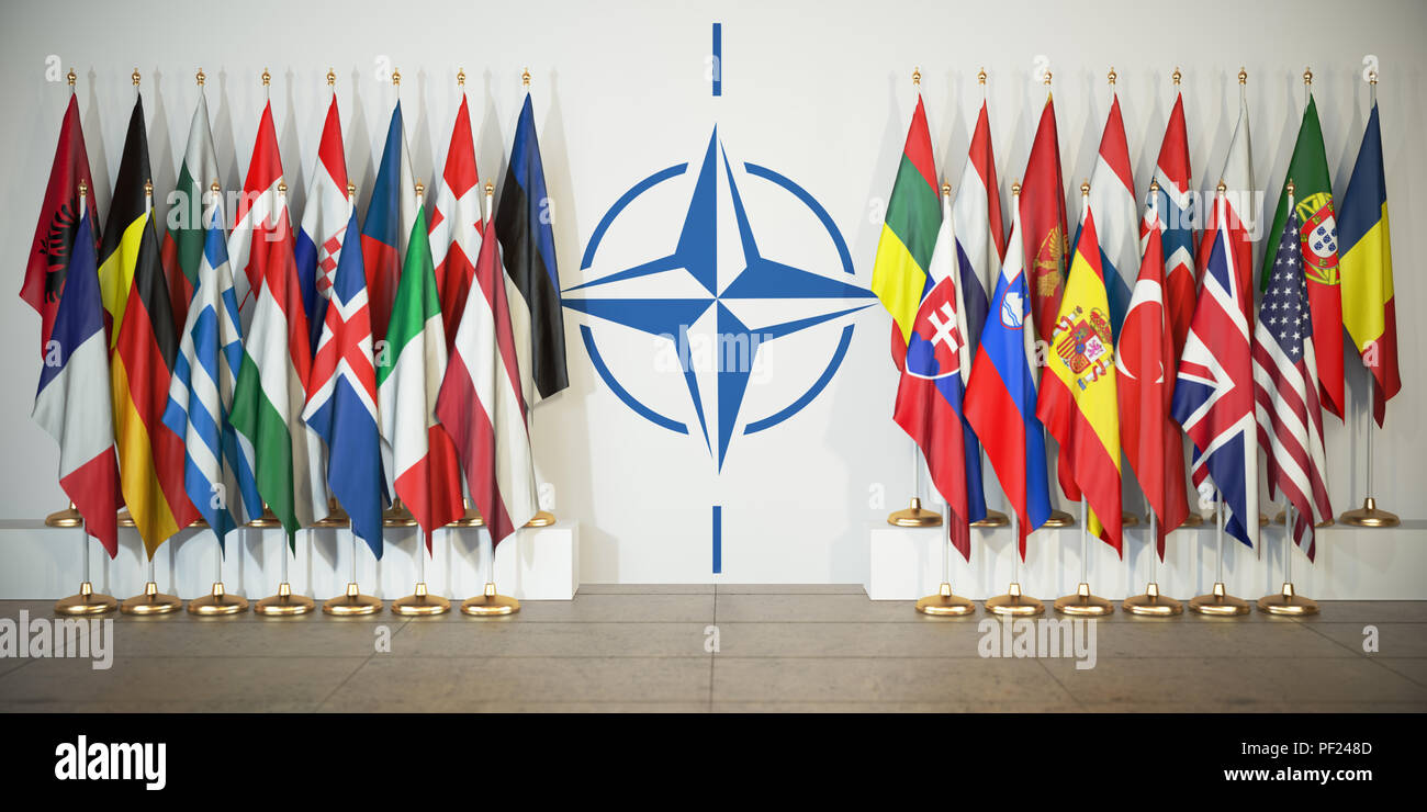 NATO. Flags of memebers of North Atlantic Treaty Organization and ...