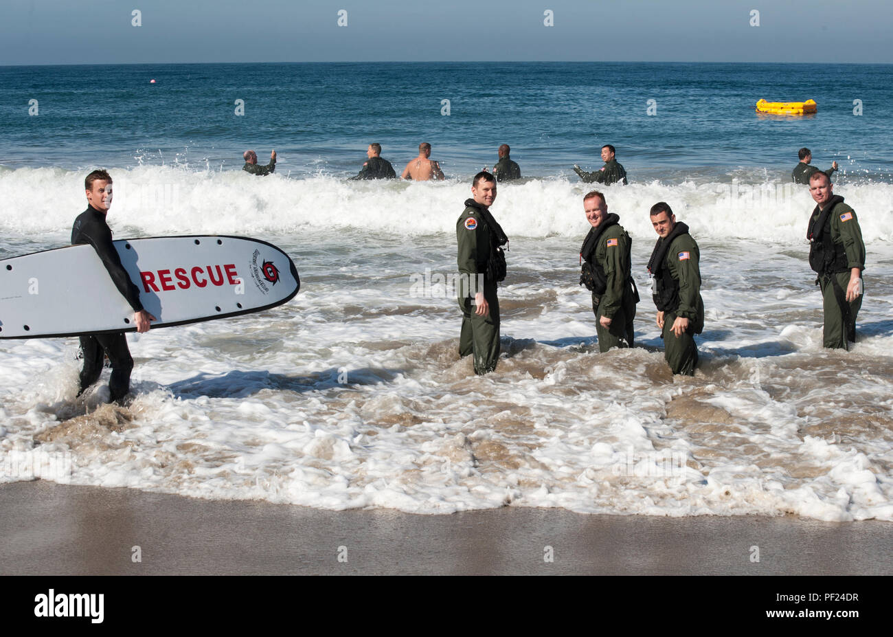 Crew members from Coast Guard Air Station Los Angeles conduct wet ...