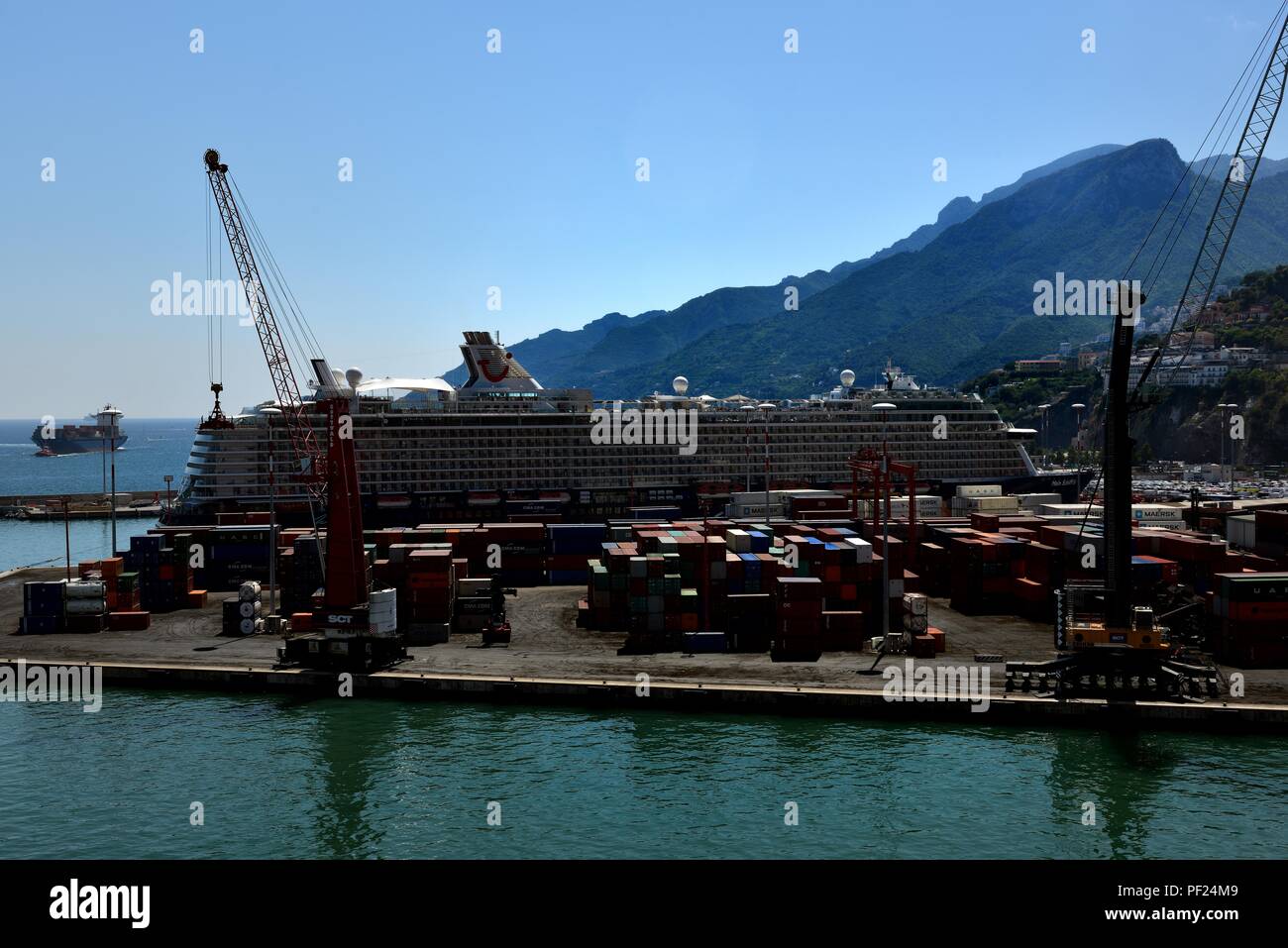 Port of Salerno, Italy - July 2018: Containers and crane of the Port of ...