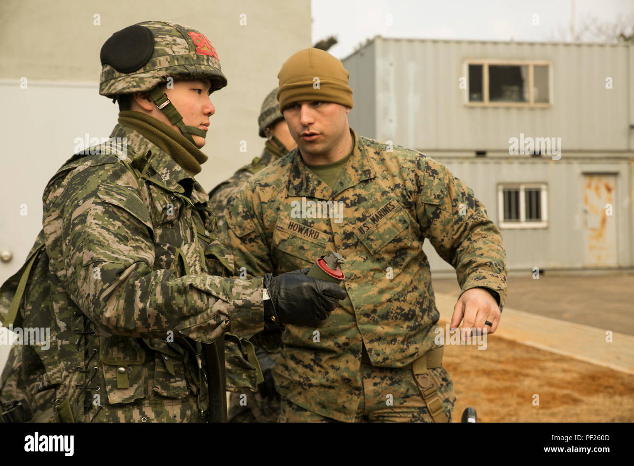 U.S. Marine Cpl. Matthew Howard teaches Republic of Korea Marine Lance ...