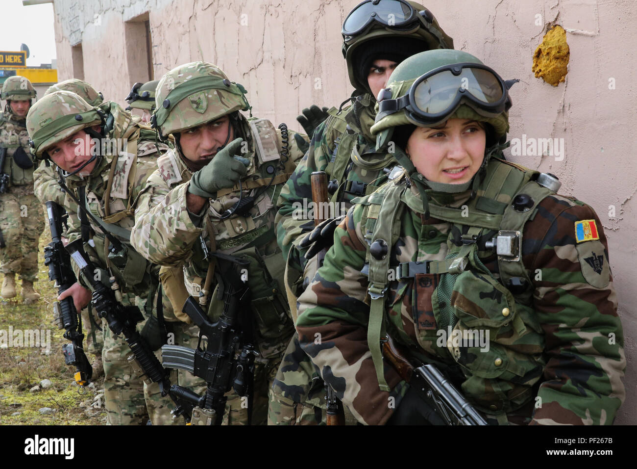 Moldovan soldiers, right, of Moldovan Military Academy and Georgian ...