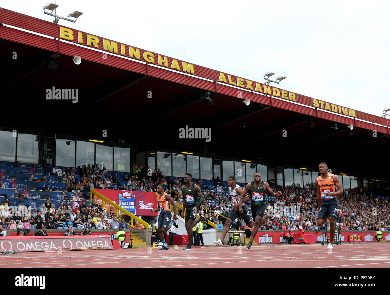 Great Britain's Reece Prescod (second left) finishes second, USA's ...