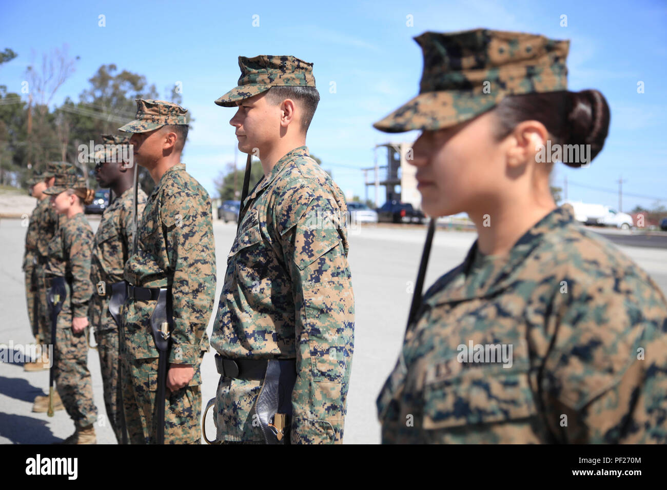 U S Marines Practice Proper Sword Manual During Corporals Course On