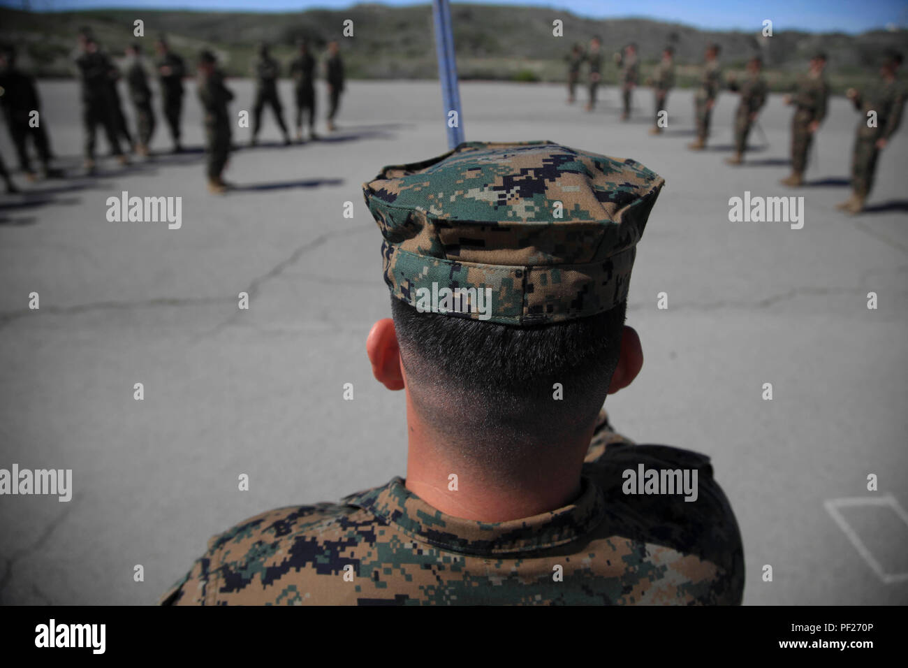 U S Marines Practice Proper Sword Manual During Corporals Course On