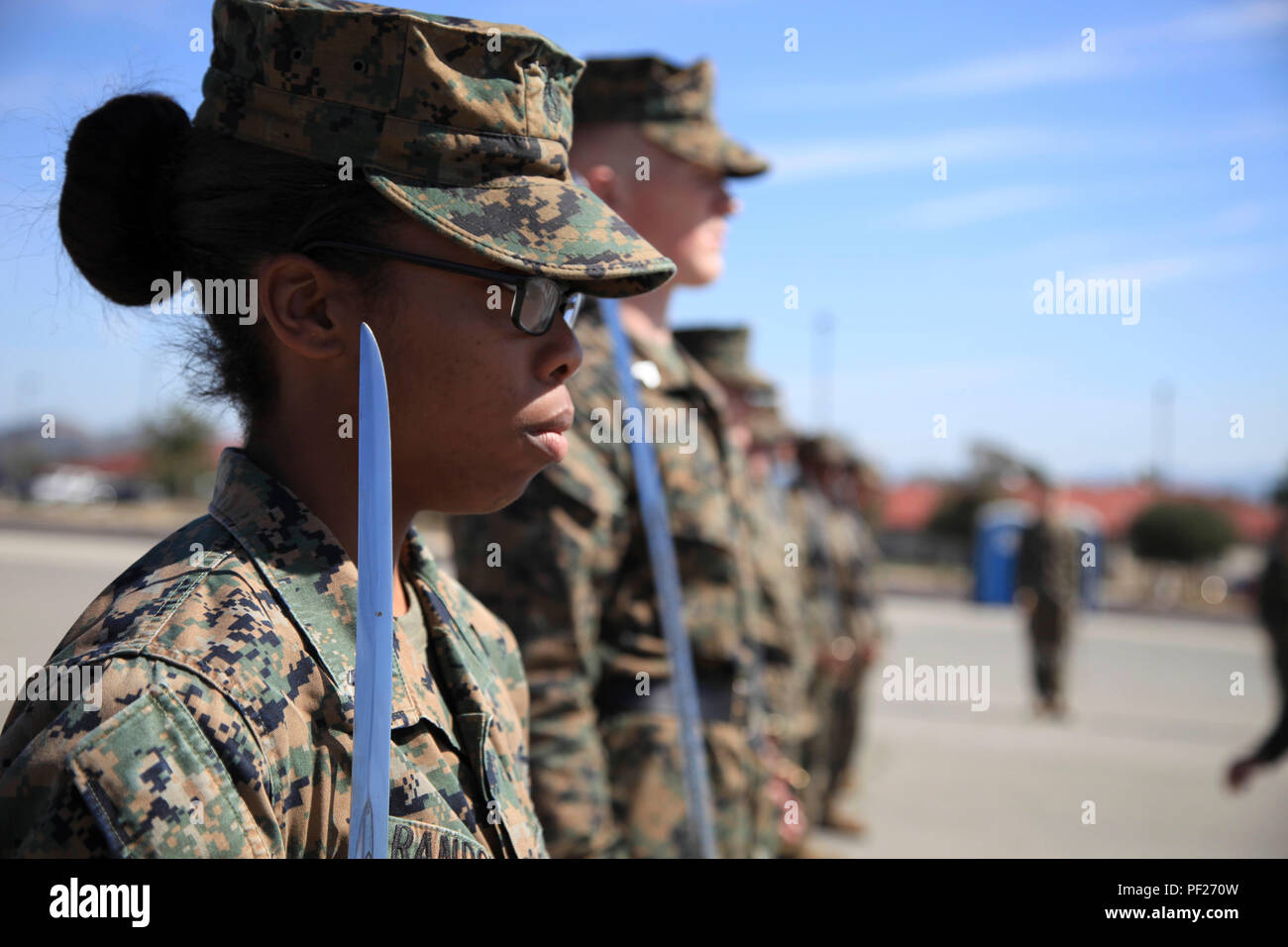 U S Marines Practice Proper Sword Manual During Corporals Course On