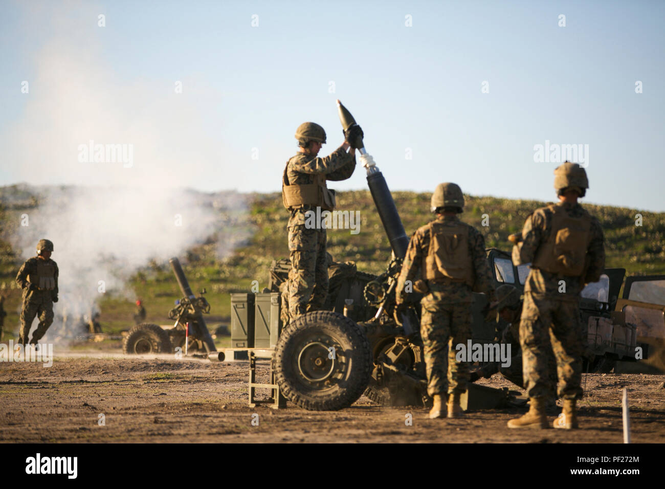 A U.S. Marine with Alpha Battery, 1st Battalion, 11th Marines, 1st ...