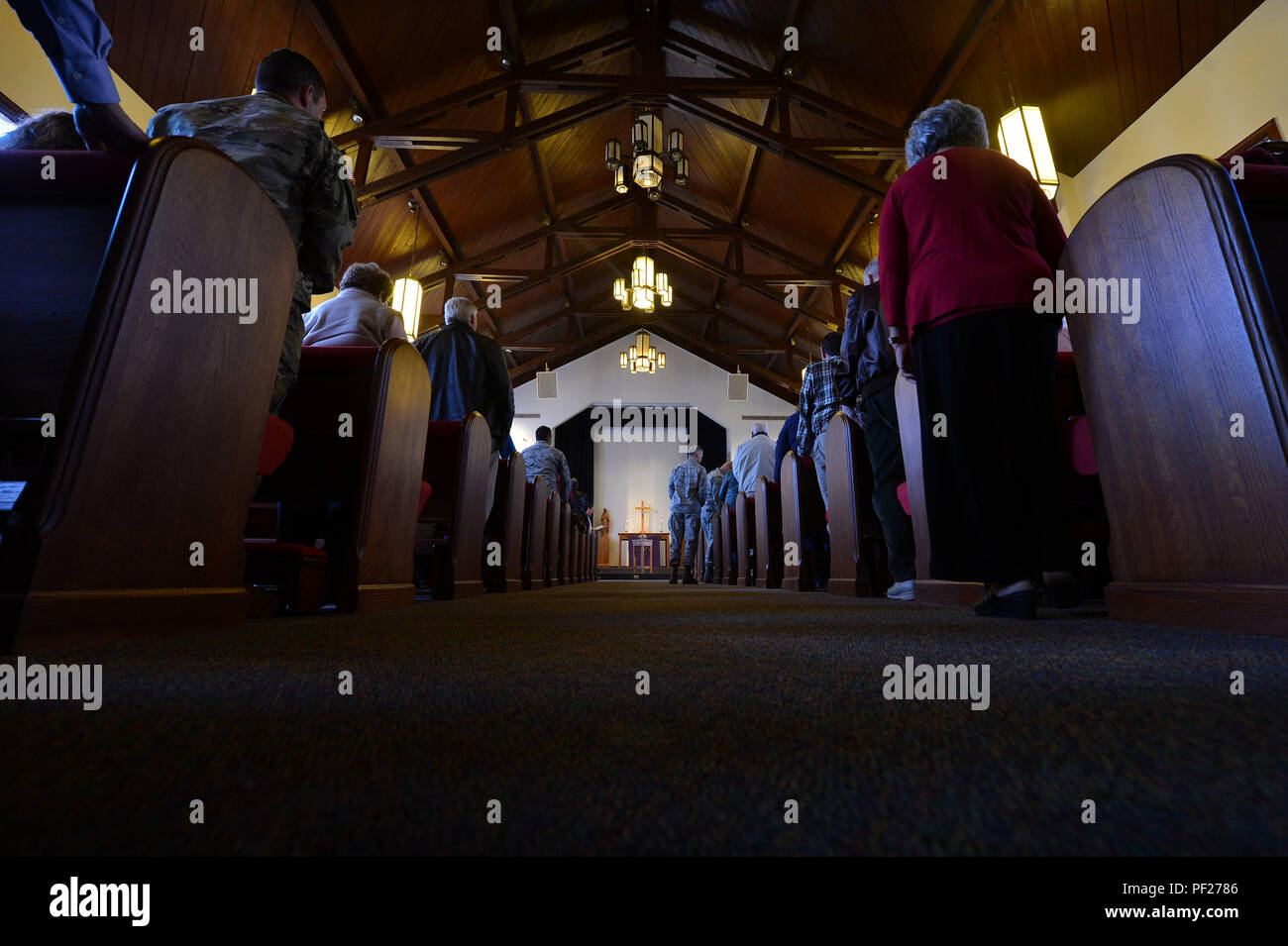 Members of Team Shaw stand for an Ash Wednesday Service at the ...