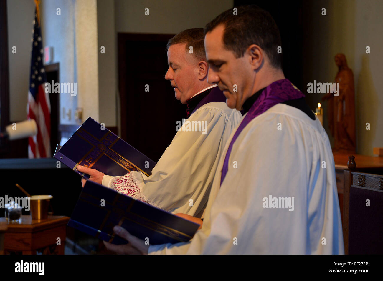 Capt. James Finley, 20th Fighter Wing chaplain, and Monsignor Mark ...