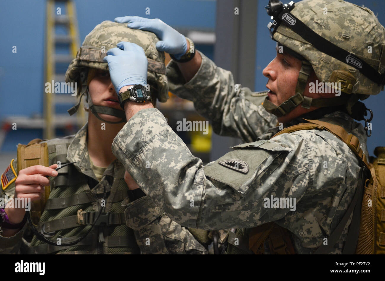 Oregon Army National Guard Sgt. Bobby Steward (right), a medic with ...