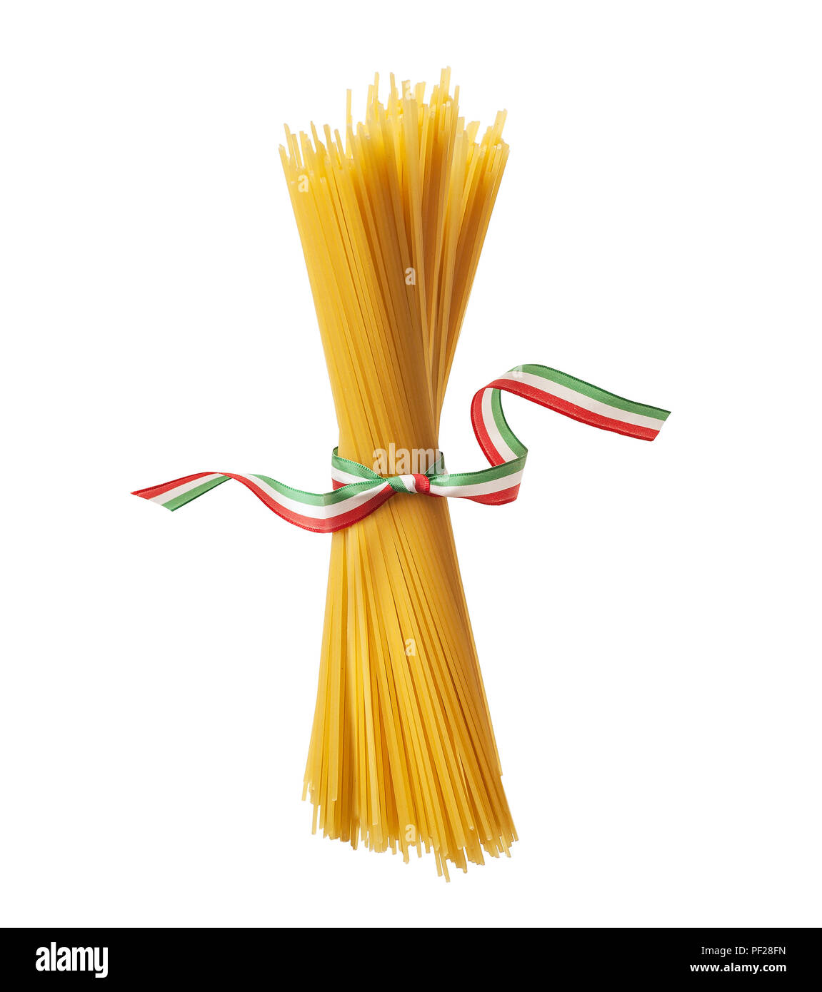 Spaghetti pasta with tricolor ribon, isolated on white background Stock ...