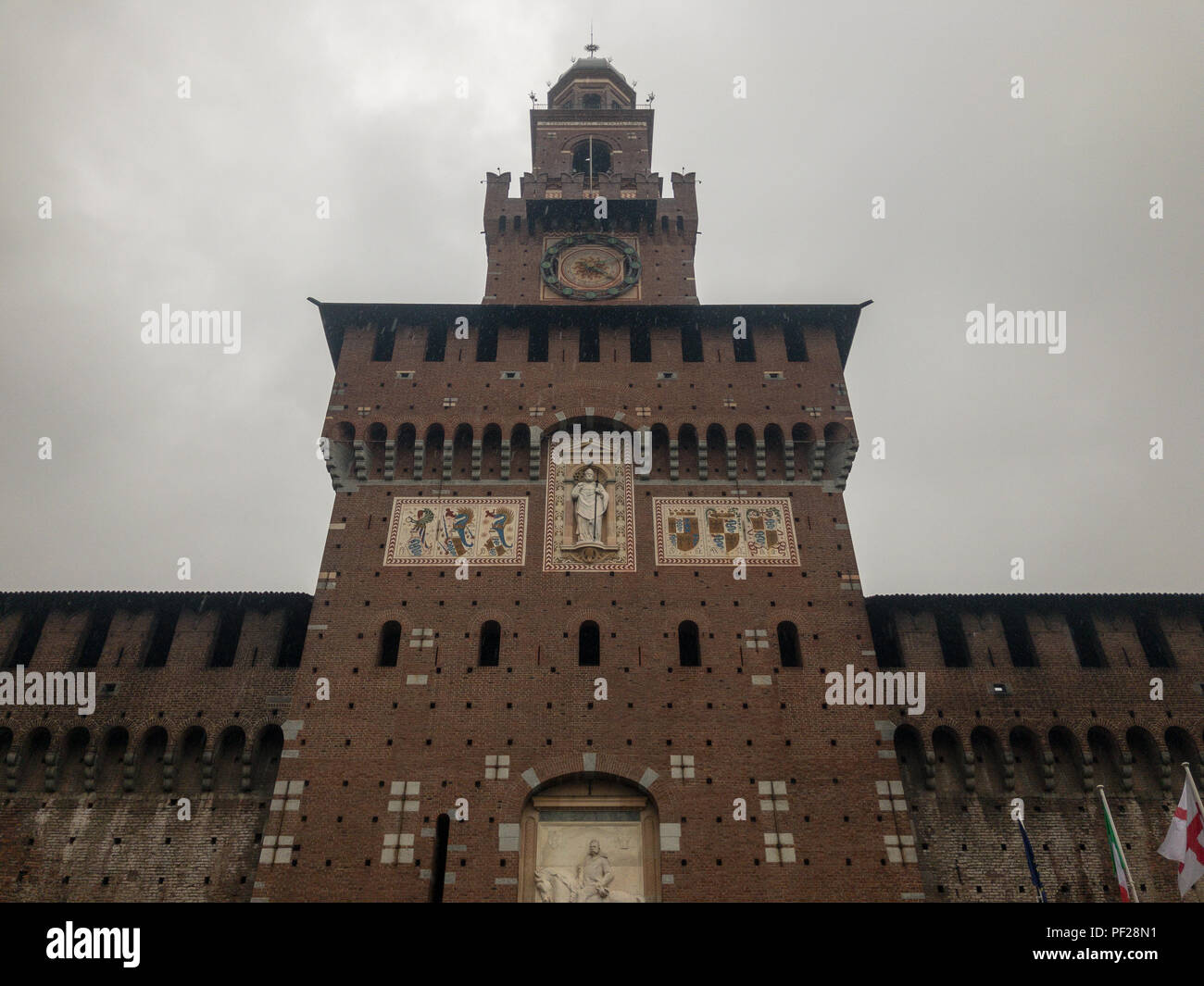 Sforza Castle (Castello Sforzesco) in Milan, Italy. The castle was ...