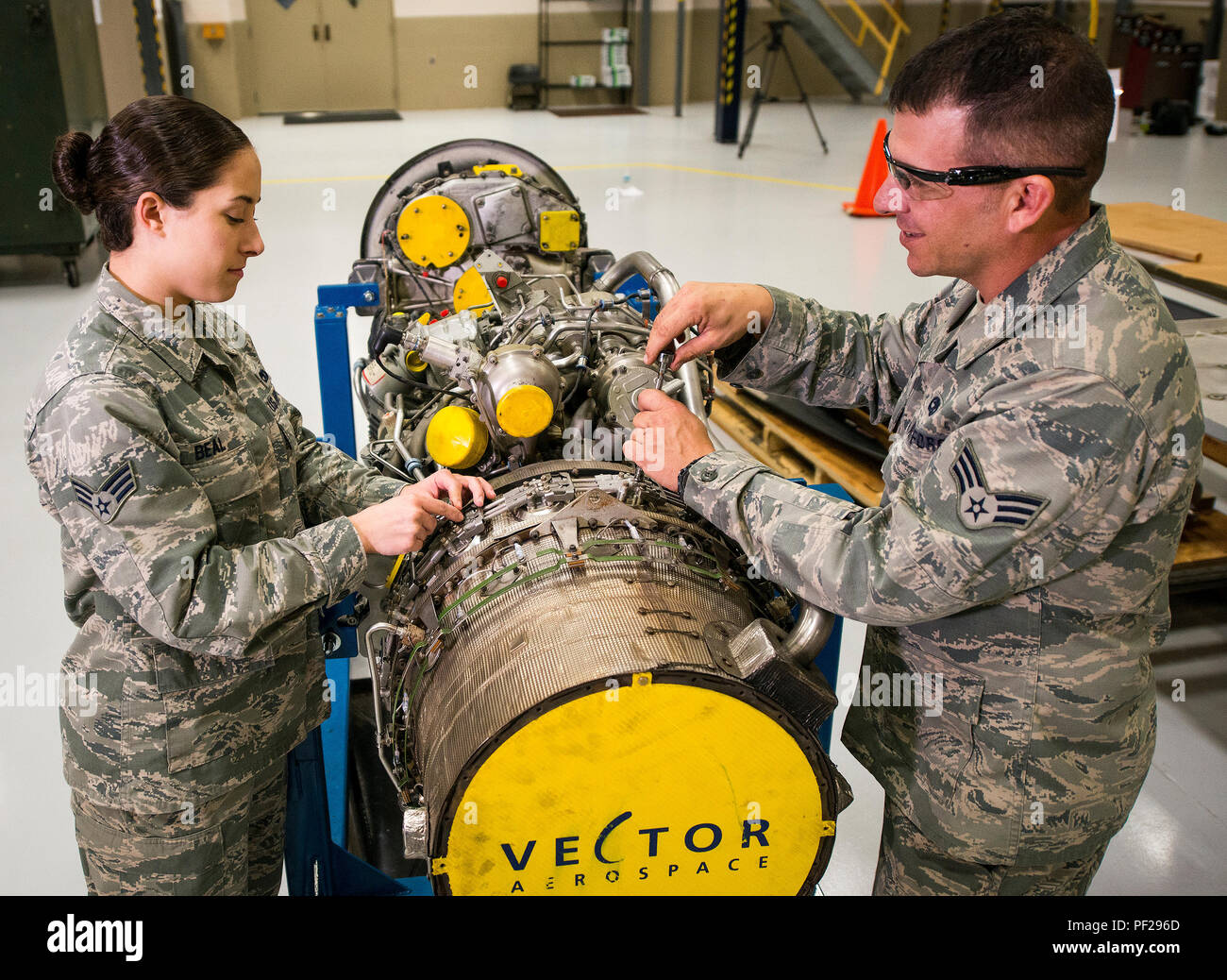 919th Special Operations Maintenance Group Airmen work on a C-146 ...