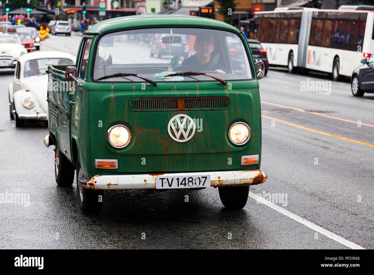 VOLKSWAGEN VW, 1972, two seats,open truck. Classic cars parading ...