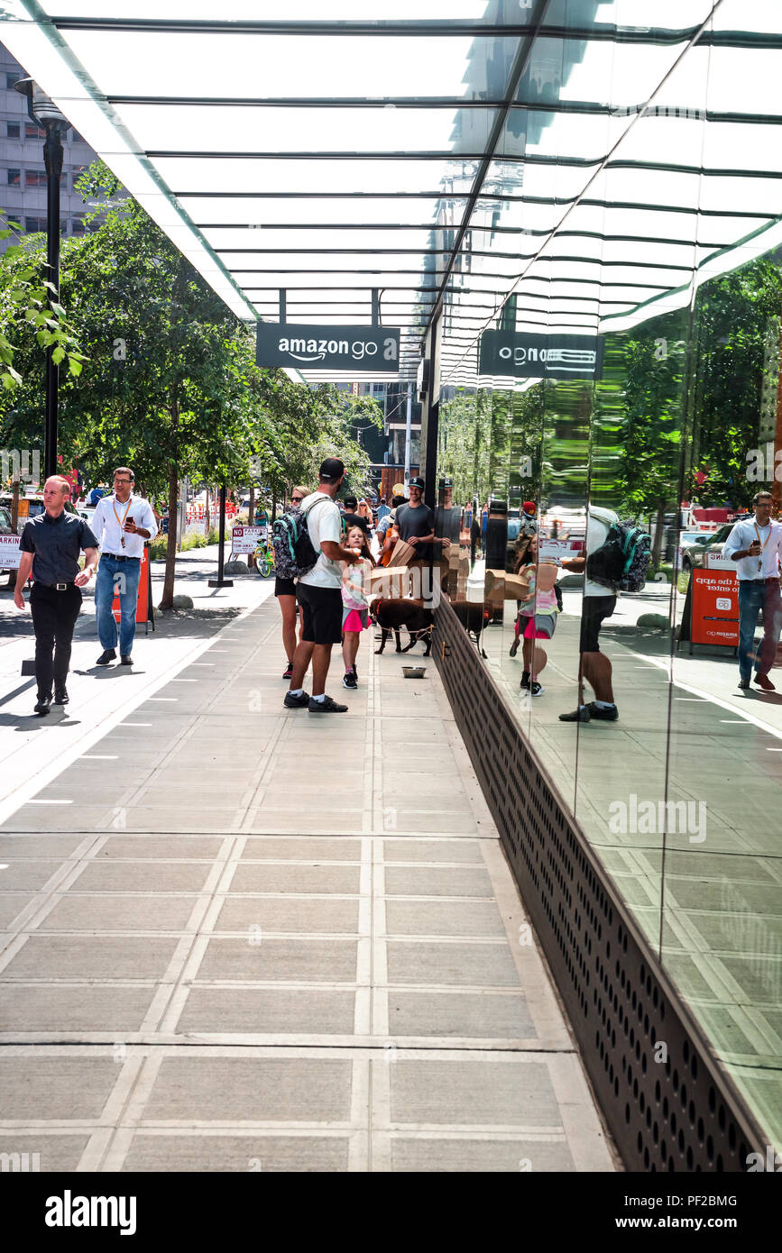 First in the world partially-automated Amazon Go grocery store, Seattle ...