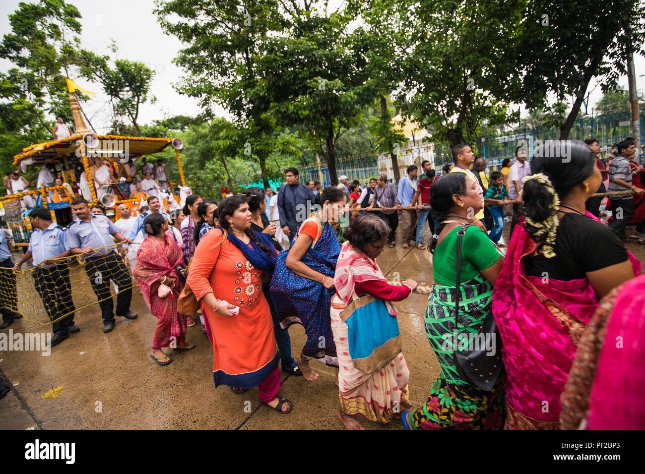 Ulta,Return,RathaYatra, on Chowringhee Road,in rain,Lord Jagannatha ...