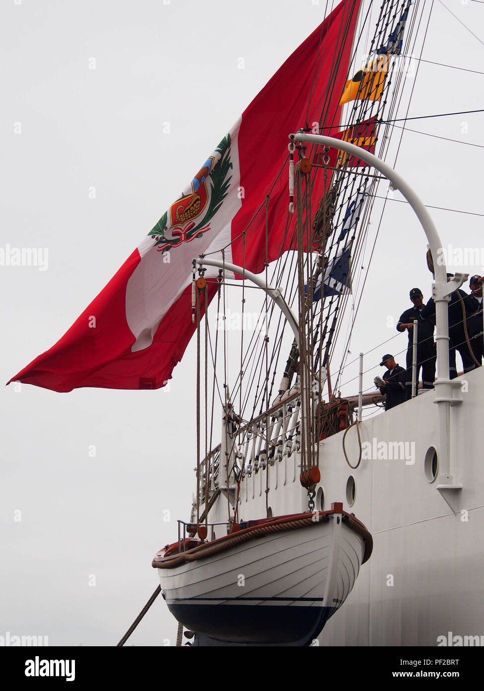 American flag waving on ship hi-res stock photography and images - Alamy