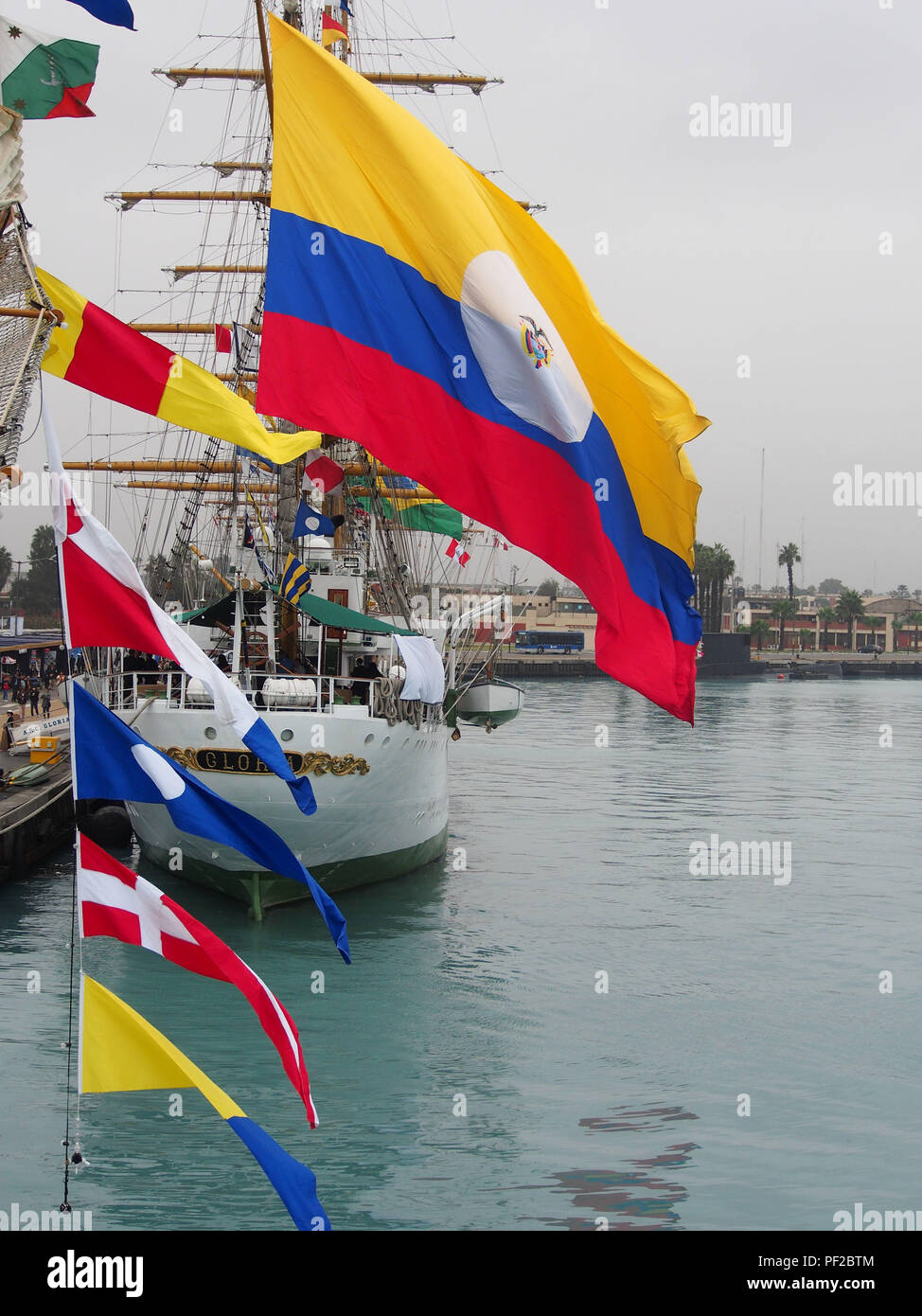 Stern view of the ARC Gloria from Colombia moored to the dock during ...