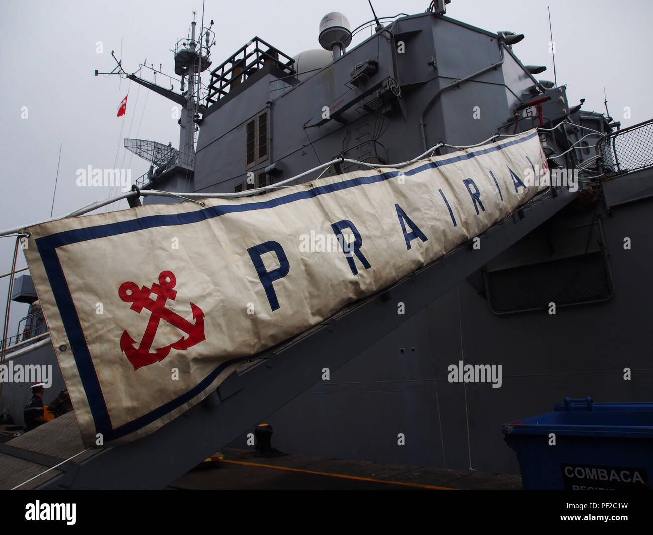 Boarding ramp of the monitoring light frigate of the National Navy of ...