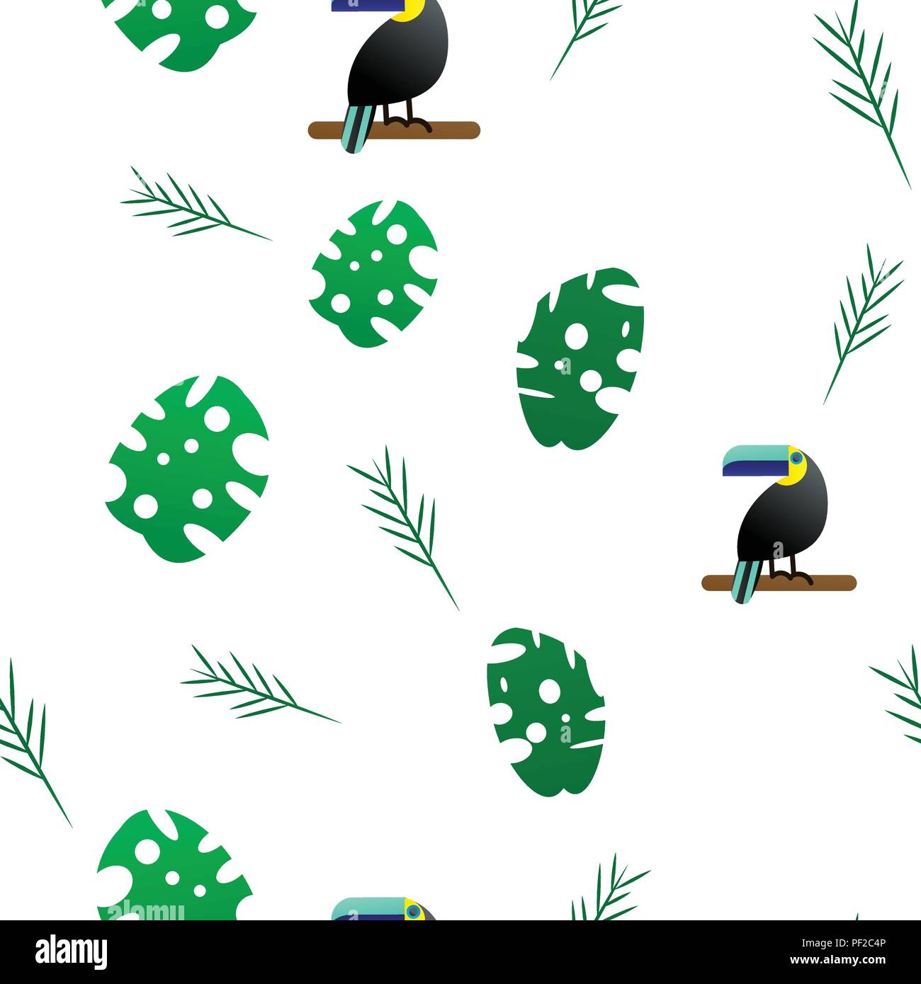 Vector illustration. Seamless pattern. Toucan and tropical monster ...