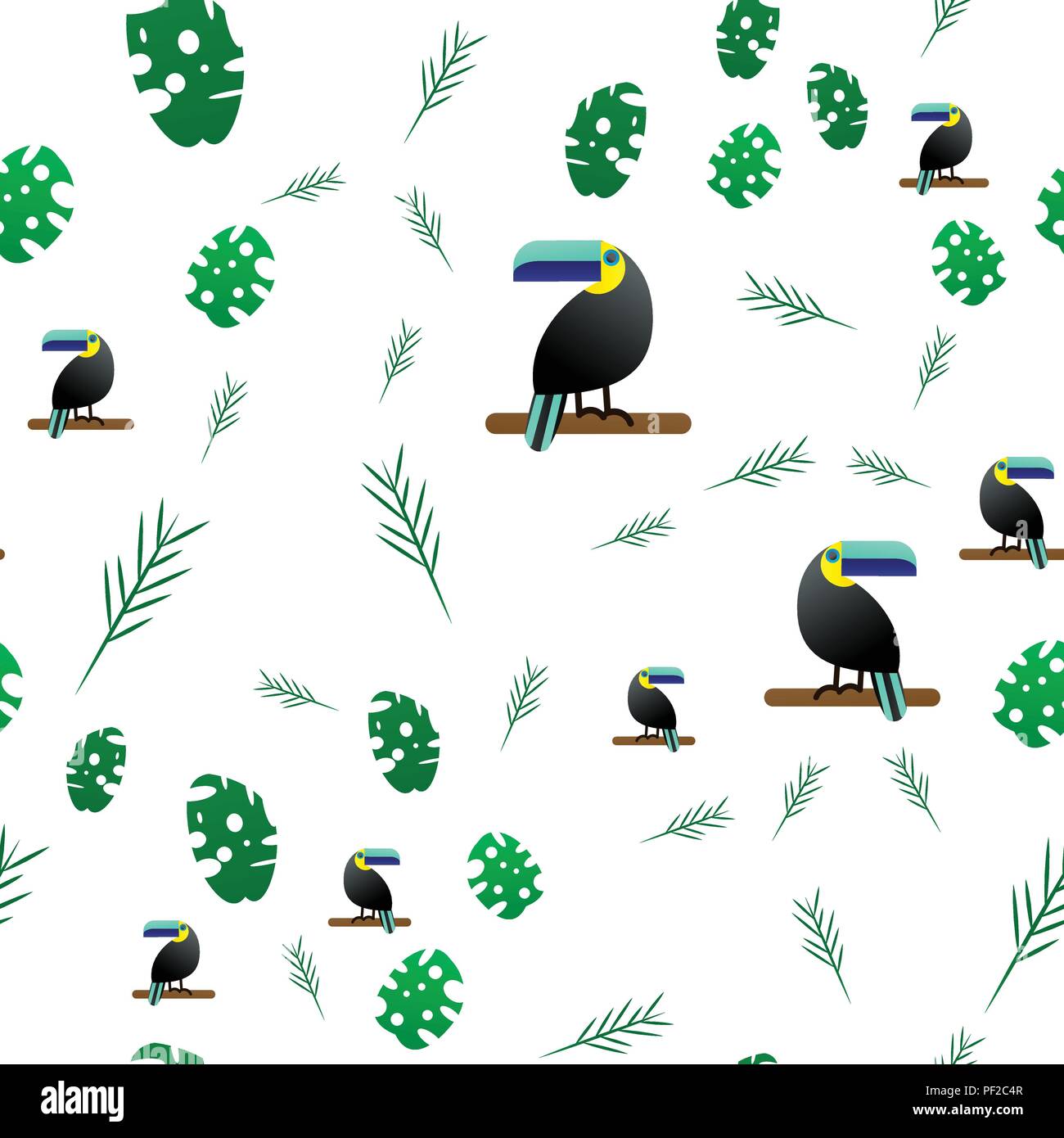 Vector illustration. Seamless pattern. Toucan and tropical monster ...