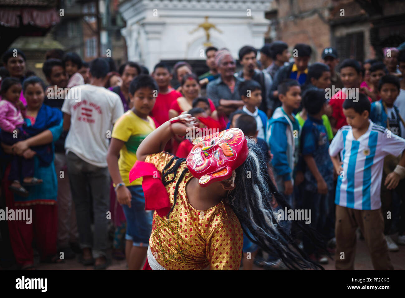 kathmandu,Nepal - Aug 17,2018: Lakhey Dance is one of the most popular ...