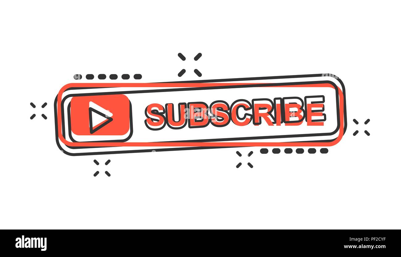 Vector cartoon subscribe button icon in comic style. Subscribe sign ...