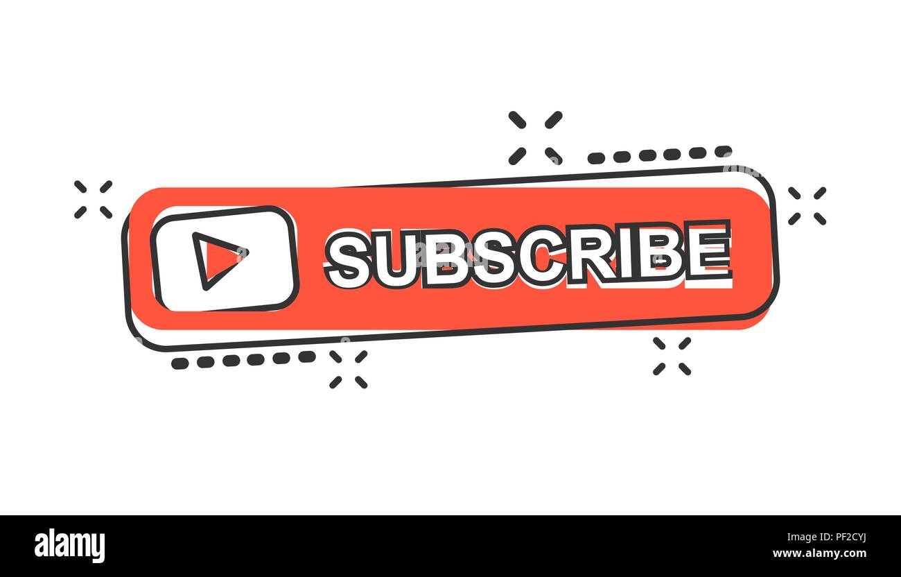 Vector cartoon subscribe button icon in comic style. Subscribe sign ...