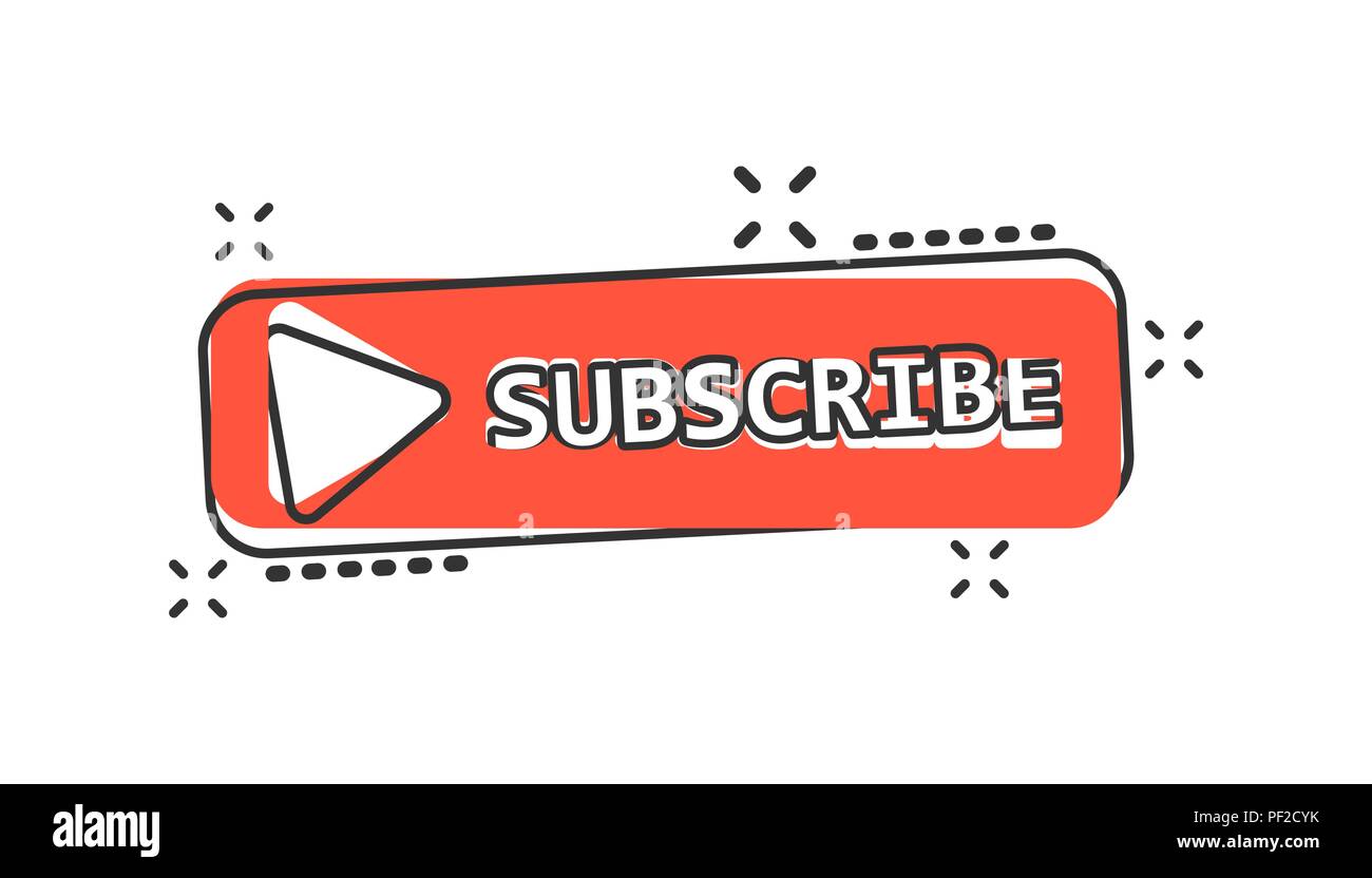 Vector cartoon subscribe button icon in comic style. Subscribe sign ...