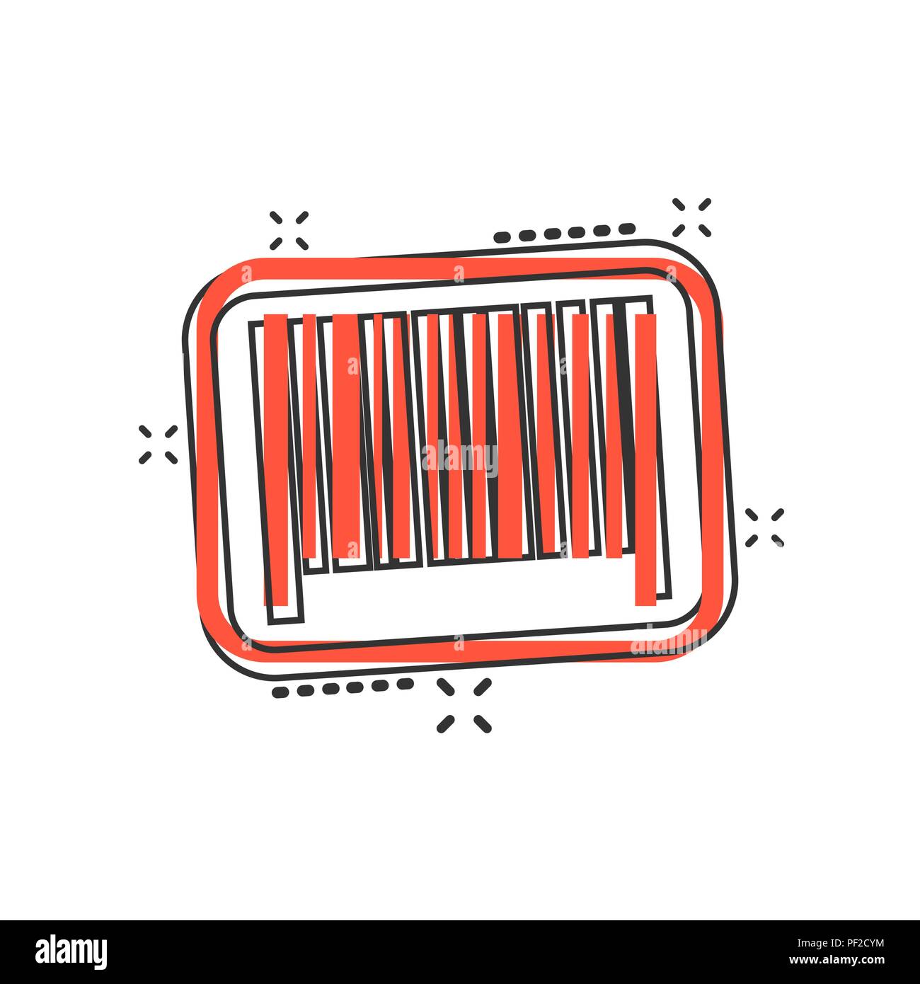 Vector cartoon barcode product distribution icon in comic style ...