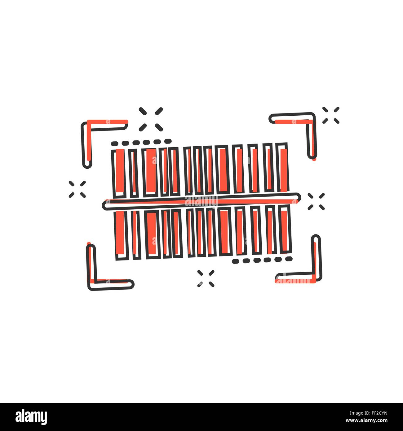 Vector cartoon barcode product distribution icon in comic style ...