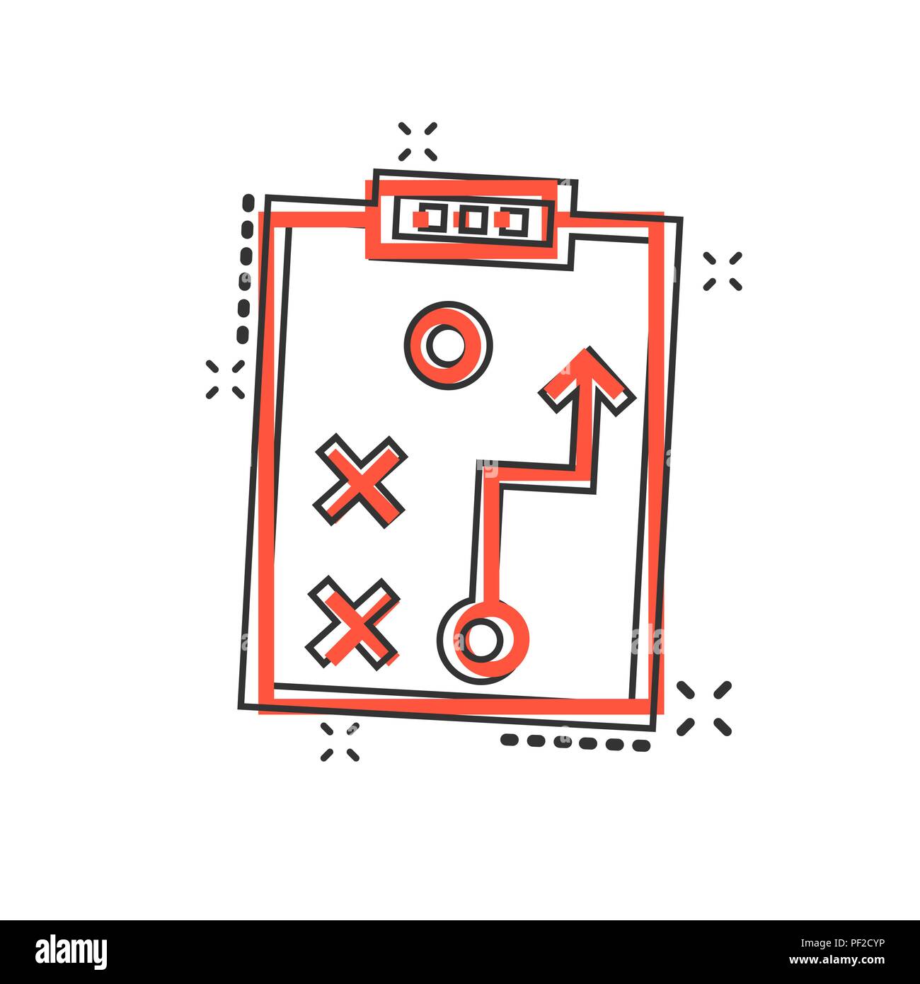 Vector cartoon tactical plan document icon in comic style. Strategy ...