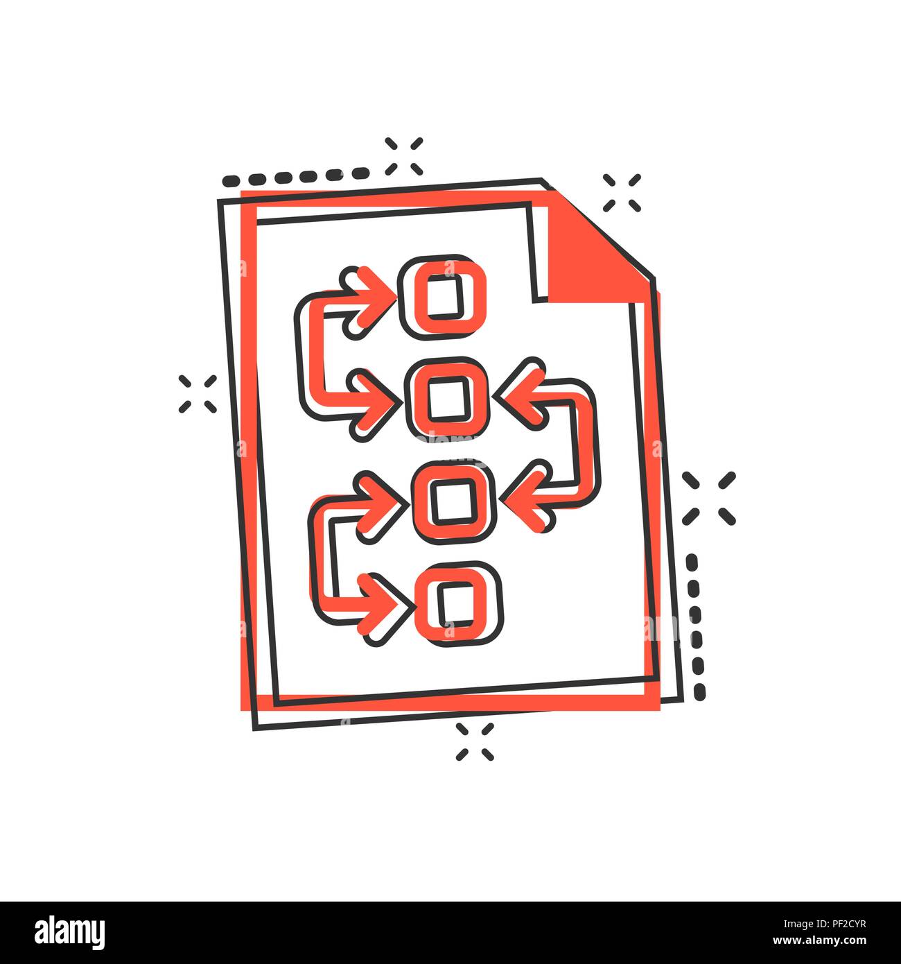 Vector cartoon tactical plan document icon in comic style. Strategy ...