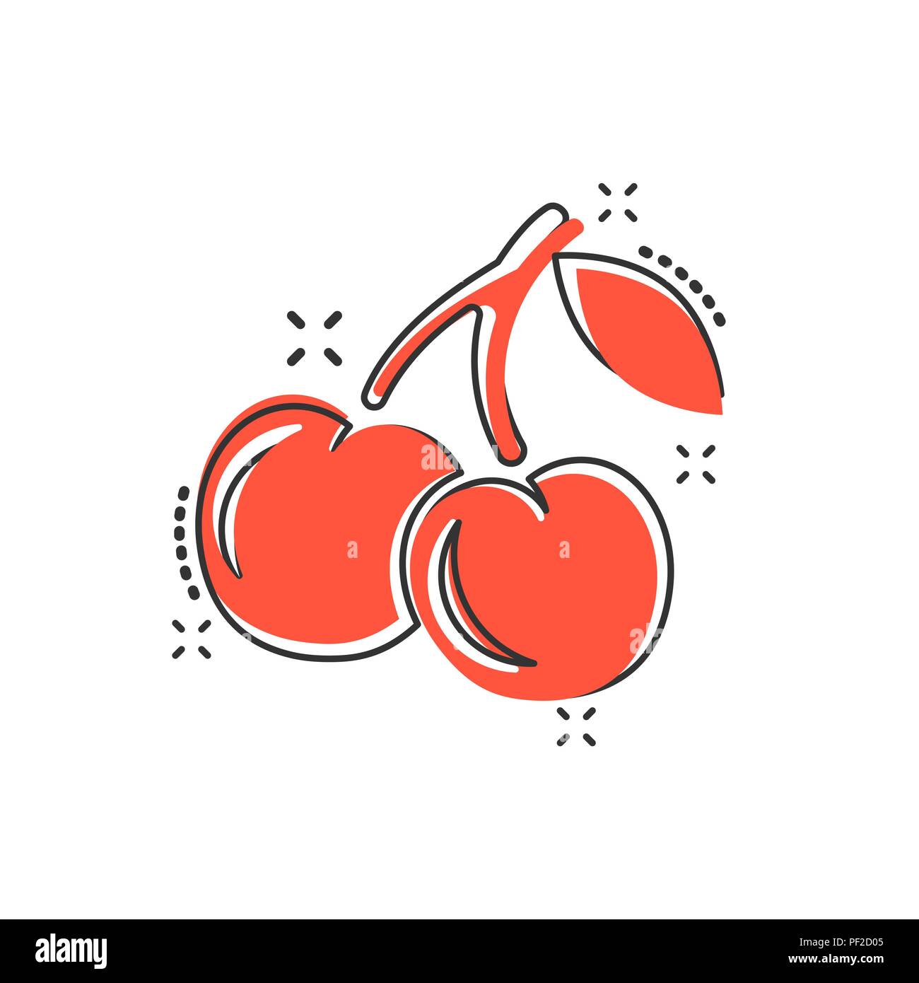 Vector cartoon cherry berry icon in comic style. Sweet food concept ...
