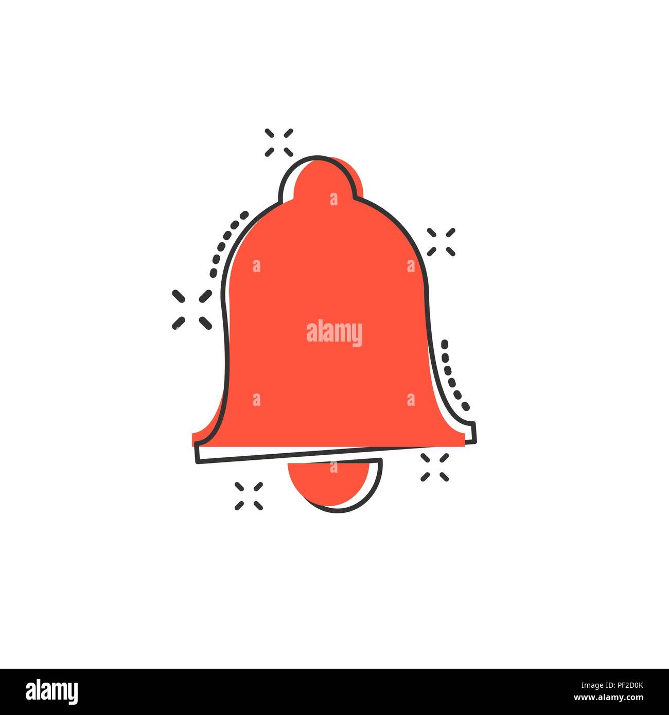 Vector cartoon bell icon in comic style. Alarm bell concept ...