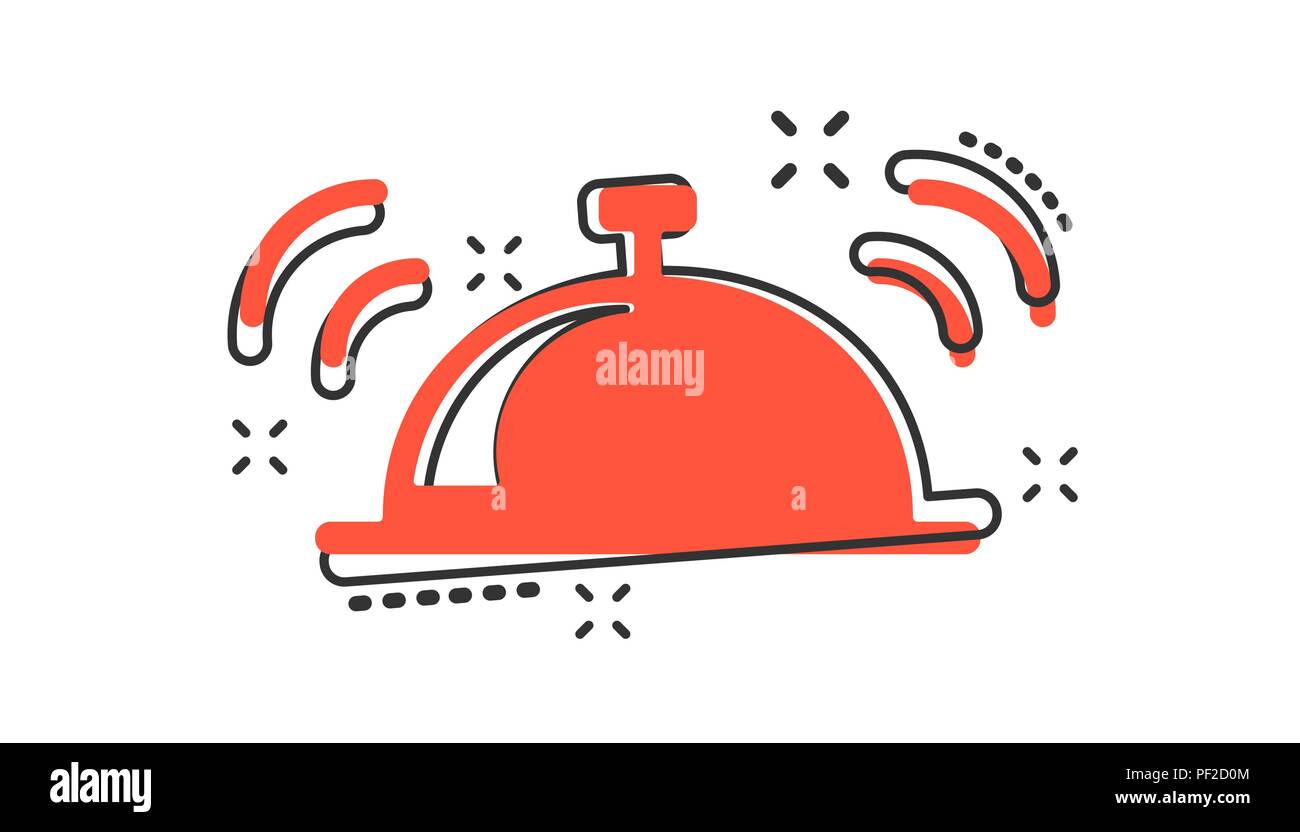 Vector cartoon bell icon in comic style. Alarm bell concept ...