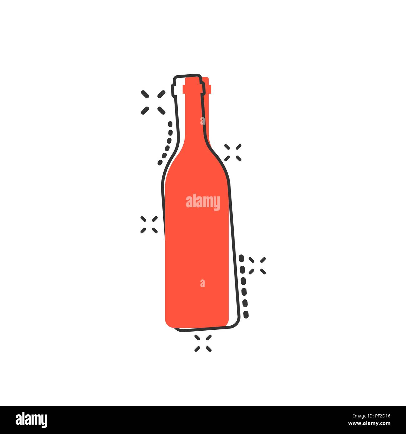 Vector cartoon wine, beer bottle icon in comic style. Alcohol bottle ...
