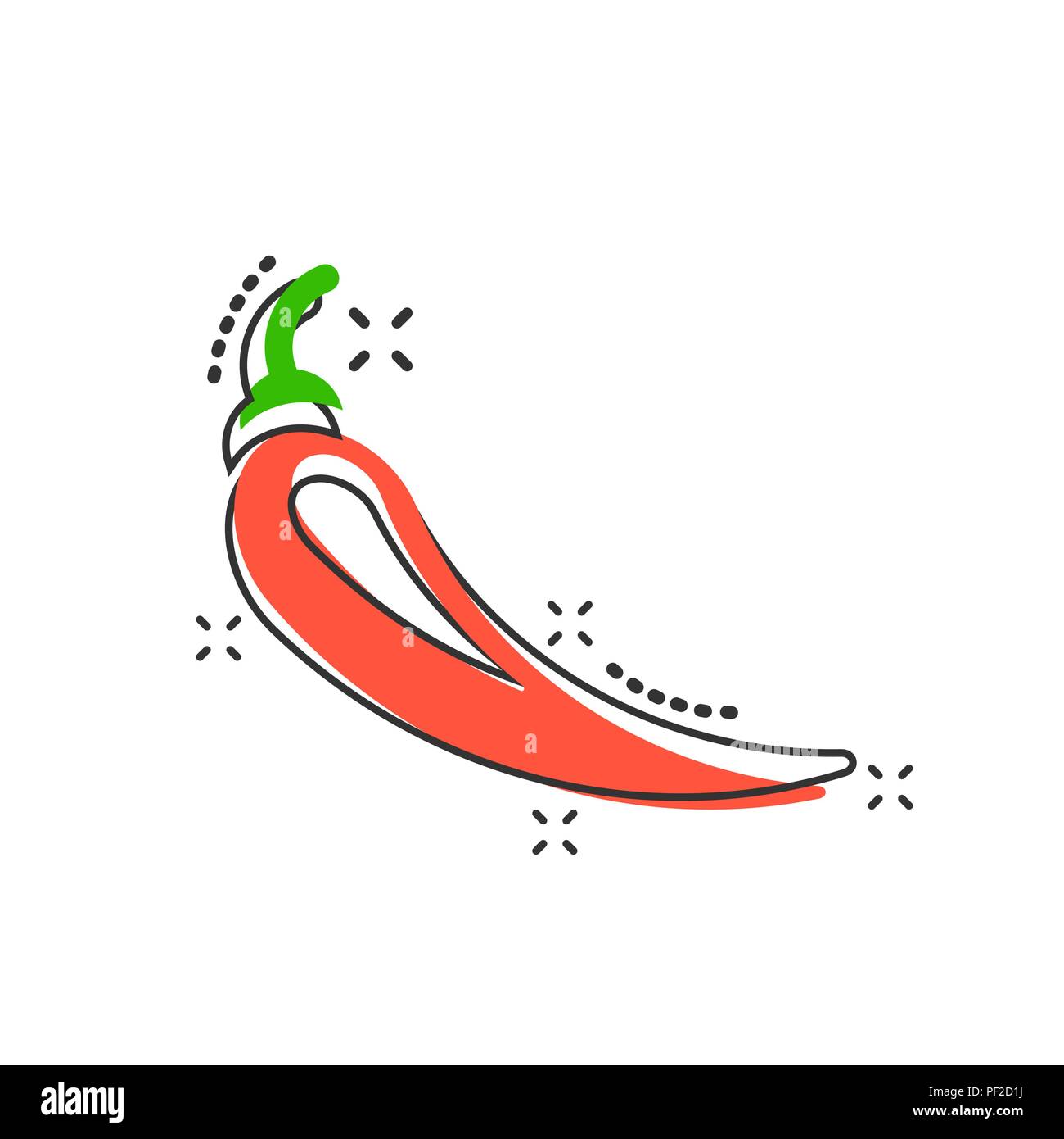 Vector cartoon chili pepper icon in comic style. Spicy peppers concept ...