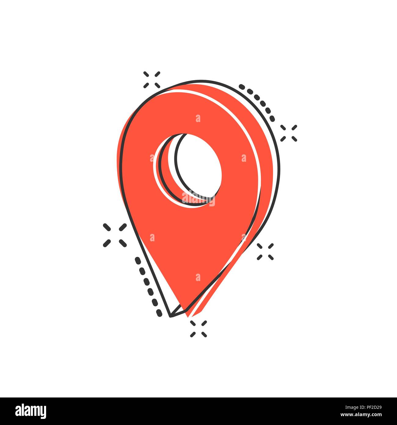Vector cartoon map pointer icon in comic style. Gps navigation mark illustration pictogram ...